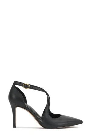 Vince Camuto Noreta Ankle Strap Pointed Toe Pump - Black Ecoshe
