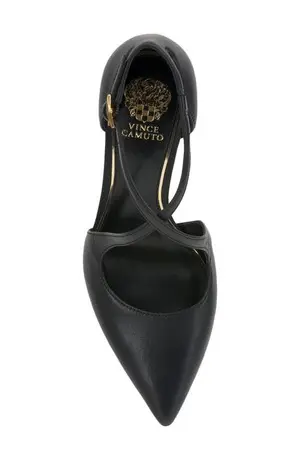 Vince Camuto Noreta Ankle Strap Pointed Toe Pump - Black Ecoshe