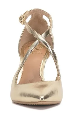Vince Camuto Noreta Ankle Strap Pointed Toe Pump - Egyptian Gold Metallic