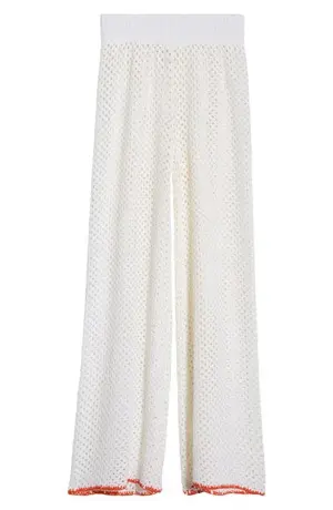 Elan Metallic Open Stitch Cover-up Pants - White