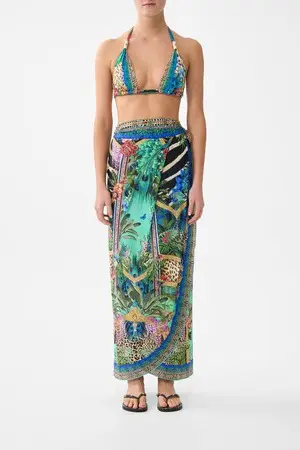 Camilla Draped Wrap Maxi Sarong With Tie Waist - Animal Alchemy