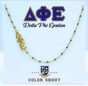 COLOR SHOUT Delta Phi Epsilon Greek Letter Necklace - Yellow Gold