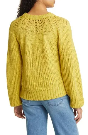 Bobeau Balloon Sleeve Crewneck Sweater