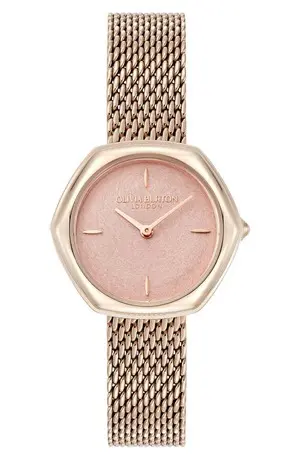 OLIVIA BURTON Charing Mesh Strap Watch - Pink