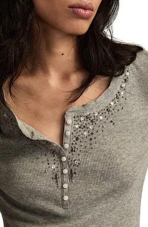 Lucky Brand Beaded Henley
