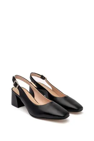 MENINA STEP Pia Leather Slingback Pump - Black