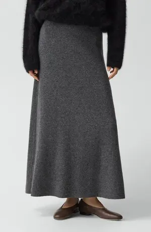 Theory Astor Wool Blend Maxi Skirt - Charcoal
