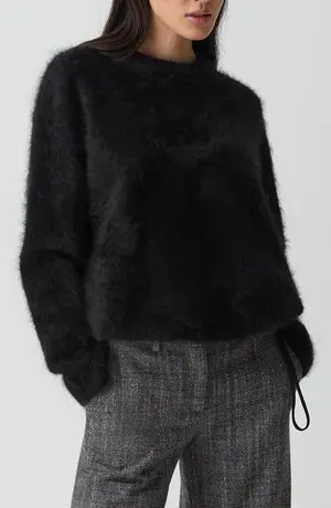 Theory Brushed Cashmere Sweater - Black