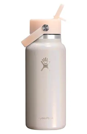 HYDRO FLASK 32-ounce Wide Mouth Flex Straw Cap Bottle - Glimmer Cream