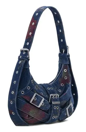 Desigual Grommet Trim Faux Leather Shoulder Bag