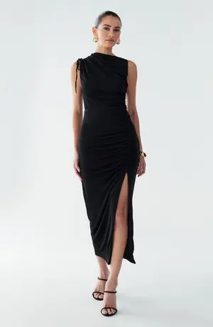 BWLDR Eternity Fit-and-flare Maxi Dress - Black