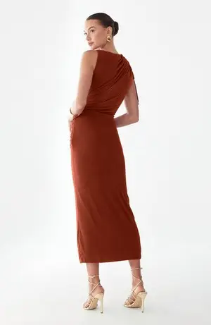 BWLDR Eternity Fit And Flare Maxi Dress - Copper