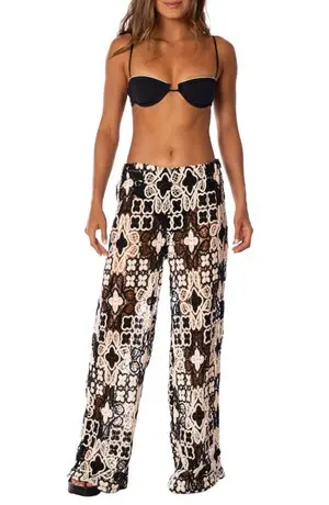 MAAJI Raisin Floral Crochet Cover-up Pants - Black