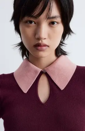 & Other Stories Keyhole Collar Ribbed Sweater