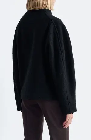 & Other Stories Asymmetric Oversized Wool Jacket - Black Dark