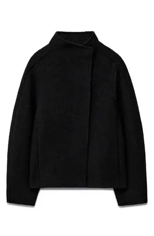 & Other Stories Asymmetric Oversized Wool Jacket - Black Dark