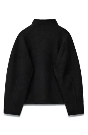 & Other Stories Asymmetric Oversized Wool Jacket - Black Dark