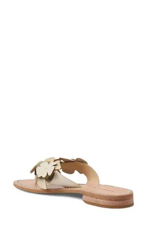 Jack Rogers Floral Appliqué Metallic Leather Thong Sandals
