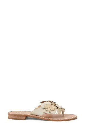 Jack Rogers Floral Appliqué Metallic Leather Thong Sandals