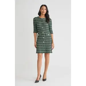 Misook Plaid Multi-stitch Knit Sheath Dress