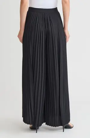 Misook Pleated Palazzo Crepe De Chine Flared Pant