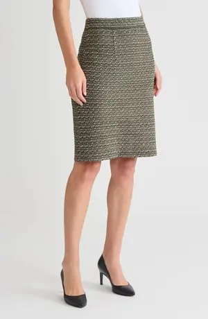 Misook Straight Tweed Knit Skirt
