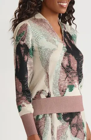 Misook Abstract Jacquard Knit Sweater