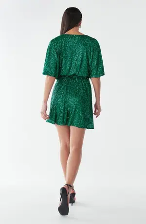 BWLDR Danae Mini Dress - Emerald Sequin