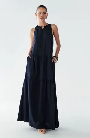 BWLDR Rain Maxi Dress - Navy Blue