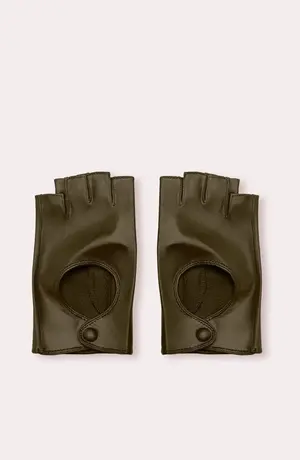 SEYMOURE Fingerless Leather Driving Glove - Verde