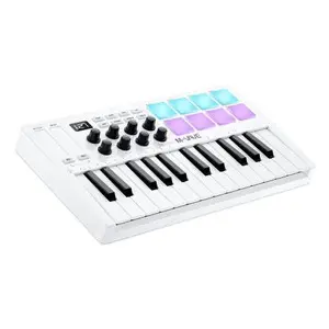 M-WAVE 25-key Bluetooth Midi Keyboard With Pads - White