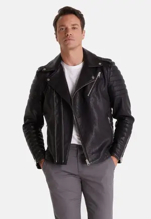 FURNIQ UK Quentin Leather Biker Jacket