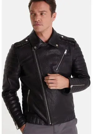 FURNIQ UK Quentin Leather Biker Jacket