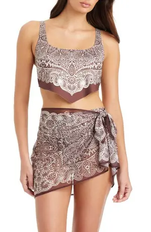 Sanctuary Sheer Mesh Cover-up Pareo - Espresso