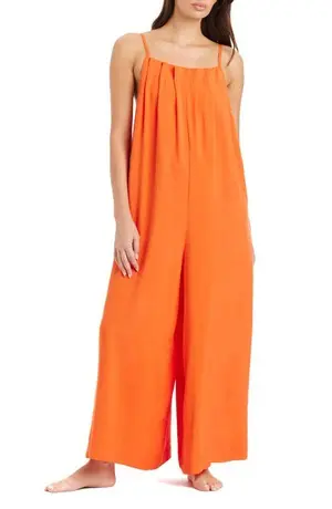 Sanctuary Pleated Cover-up Overalls - Vermillion