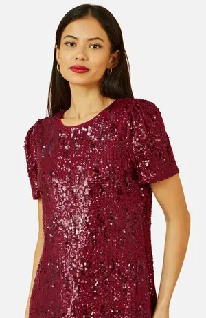 YUMI Sequin Stretch Tunic Mini Dress