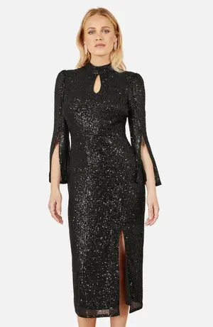 YUMI Sequin Fitted Midi Dress