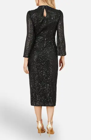 YUMI Sequin Fitted Midi Dress