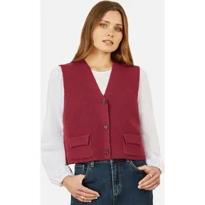 YUMI Knitted Pullover Waistcoat - Burgundy