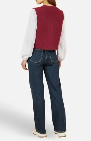 YUMI Knitted Pullover Waistcoat - Burgundy