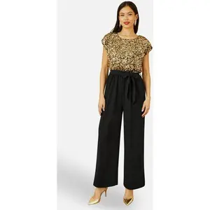 YUMI Sequin Top Stretch Jumpsuit - Gold