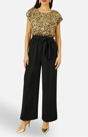 YUMI Sequin Top Stretch Jumpsuit
