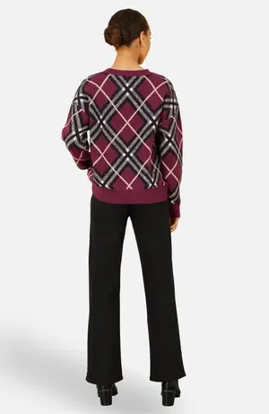 YUMI Argyle Check Relaxed Sweater