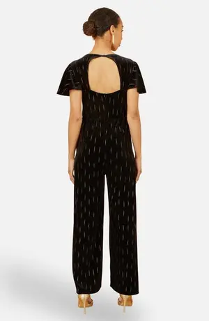 YUMI Foil Print Velvet Jumpsuit
