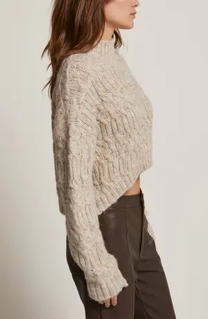 CRESCENT Mock Neck Cropped Sweater
