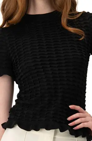 IVONNE Knitted Short Sleeve Blouse