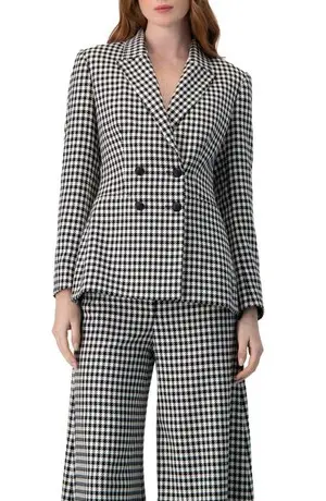 IVONNE Houndstooth Jacquard Double-breasted Blazer