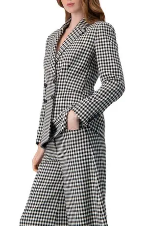 IVONNE Houndstooth Jacquard Double-breasted Blazer