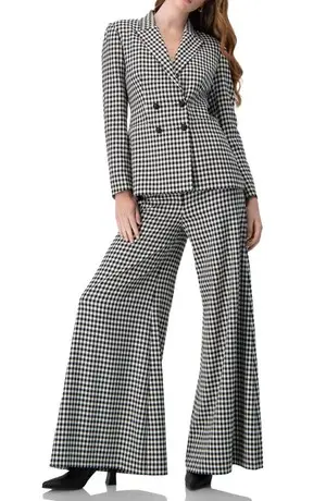 IVONNE Houndstooth Jacquard Double-breasted Blazer