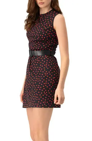 IVONNE Shift Mini Dress With Polka Dot Print